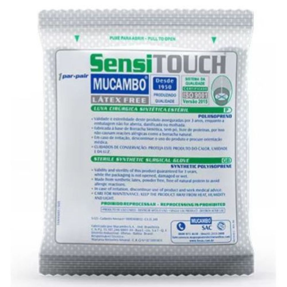 Luva Cirúrgica Estéril Látex Free Sem Pó 6,5 - SENSITOUCH | CIRURGICA LUCENA