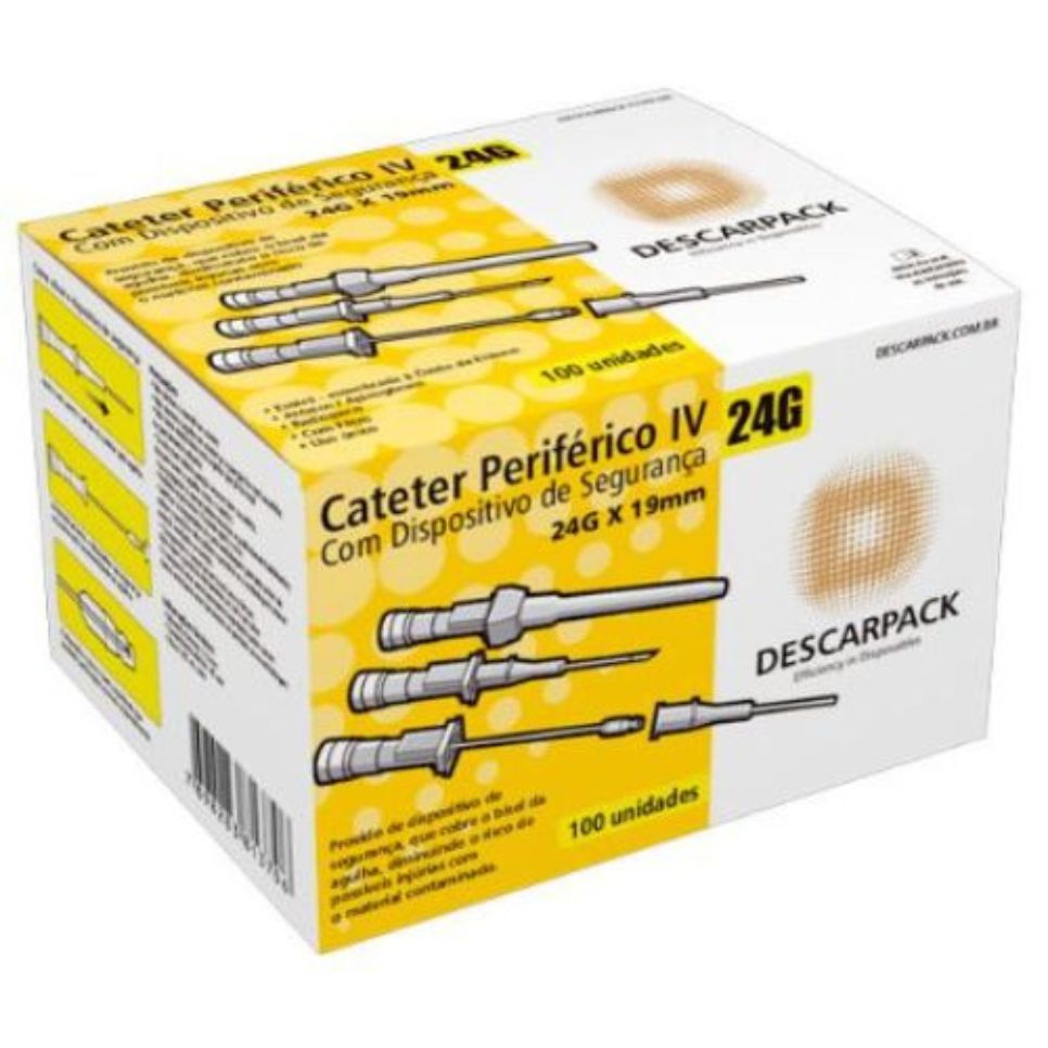 Cateter IV C/Disp Seg 24G C/100 DESCARPACK | CIRURGICA LUCENA