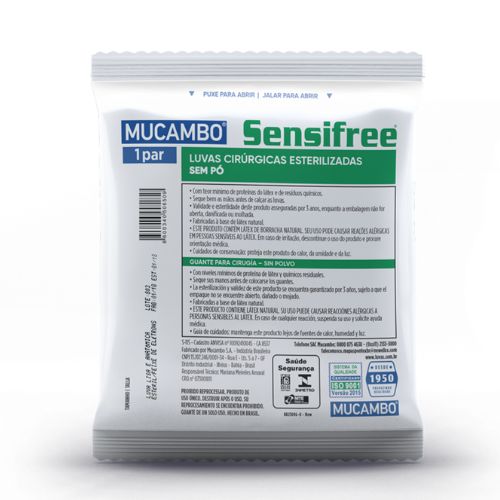 Luva Cirúrgica Estéril (Mucambo) S/Pó 7,5 - SENSIFREE | CIRURGICA LUCENA