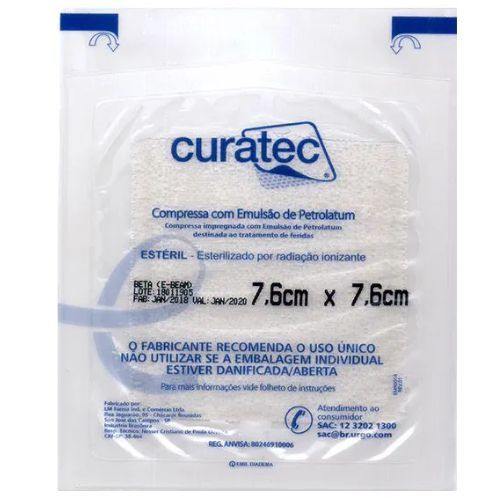Curativo Compressa de Gaze Rayon Emulsão Petrolatum 7,6x7,6cm BK290076 ...