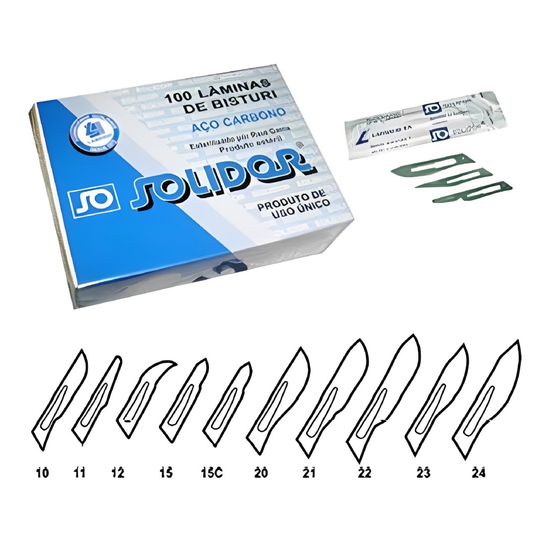 Lâmina Bisturi Carb 20 C/100 684 - SOLIDOR | CIRURGICA LUCENA